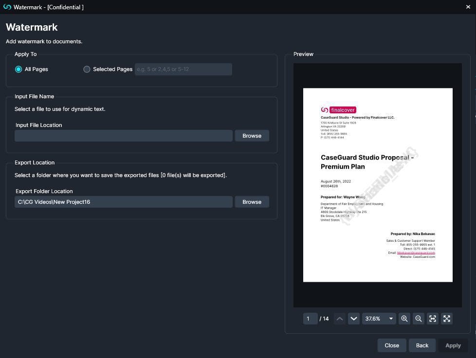 How to apply Custom Watermarks on documents