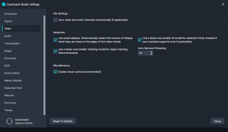 CaseGuard | Video settings
